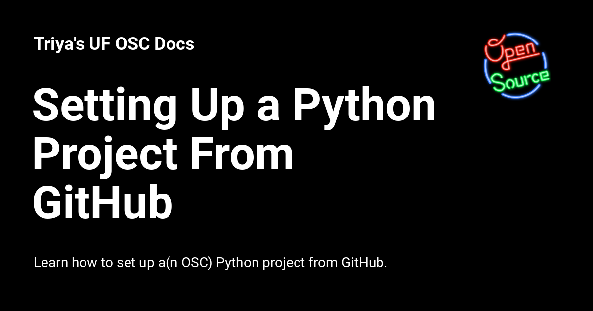 Setting Up A Python Project From Github Triyas Uf Osc Docs